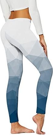 Generic Legging d&eacute;contract&eacute; taille haute pour le sport, le yoga, imprim&eacute; g&eacute;om&eacute;trique color&eacute; pour femme, bleu, 3XL
