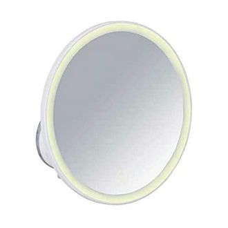 WENKO Miroir Maquillage LED, Miroir grossissant Ventouse x5, Ø 18.5 cm, Isola