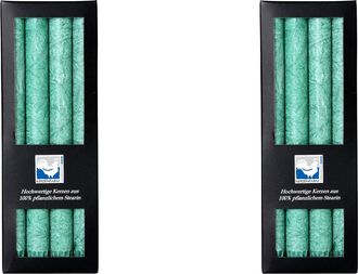 Kerzenfarm Hahn 8 Stearin-Stabkerzen - 8er Set (2x4 STK.) 22 x 250 mm | Dunkel- Gr&uuml;n - pflanzliche Tafelkerzen Echtwachs