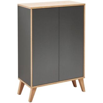 Fackelmann FINN Doppel Midischrank 60 cm mit F&uuml;&szlig;en, Braun hell/Schwarz-06209
