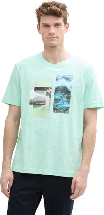 Tom Tailor T-Shirt mit Logo-Badge, Lime Cream Green, XXXL