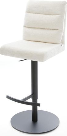 DELIFE Barstuhl Pela-Flex Boucl&eacute; Soft Beige Drehfu&szlig; h&ouml;henverstellbar Metall Schwarz, Barst&uuml;hle