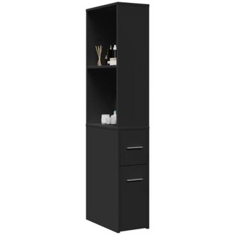 vidaXL Vidaxl - Armoire de salle de bain &eacute;troite 22x41x135 cm - Bois ding&eacute;nierie noir - Roulettes pour d&eacute;placement facile - Capacit&eacute; 80 kg