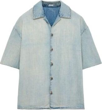 Loewe Chemise manches courtes Anagram en denim d&eacute;lav&eacute;
