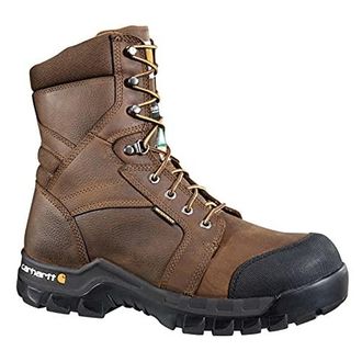 Carhartt Work in Progress Mens CSA 8-inch Rugged Flex Wtrprf Insulated Work Boot Comp Safety Toe CMR8939 Industrial, Dark Brown Oil Tanned, 9.5 W US