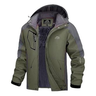 Generic Veste descalade chaude pour homme - Couleur assortie - Avec poches coupe-vent - Multifonctionnel, vert militaire, 4XL