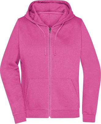 James & Nicholson Damen Basic Kapuzen-Sweatjacke - Leicht taillierte Sweatjacke mit Kapuze | Farbe: pink | Gr&ouml;sse: 3XL