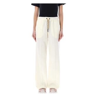 Moncler Logo-bestickte Hose mit Kordelzug - - Trousers - Damen - Wei&szlig; - S