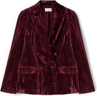 Motivi Femme, Vestes, Rouge, Taille: 44 FR Blazer crois&eacute; en velours pliss&eacute;