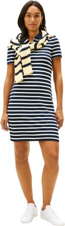 Tommy Hilfiger Damen 1985 Slim Pique Polo Dress Ss Ww0Ww43228 Polokleid, Blue (Dark Night Navy/Ecru STP), 3XL Größen