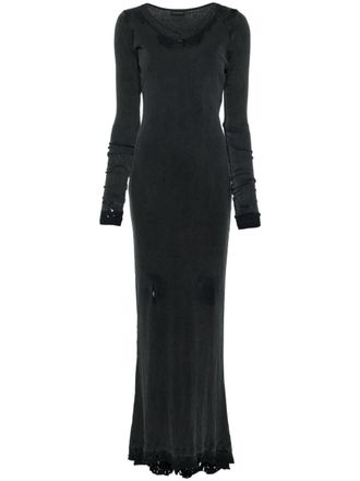 Balenciaga robe longue &agrave; effet us&eacute; - Noir