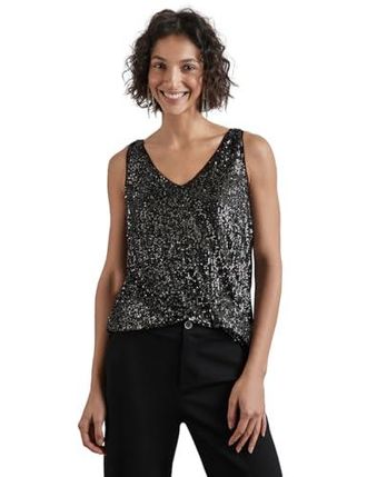 Street One A345219 Party_Spaghetti Top Sequins, Sparkling Silver, 48 Femmes