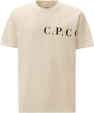 C.P. Company C.p. Company, Homme, Tops, Beige, Taille: XL T-shirt en jersey de coton avec graphismes distinctifs