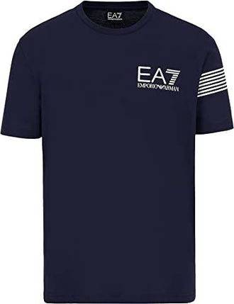 Emporio Armani T-shirt pour homme EA7 6KPT03 PJ3BZ1, manches courtes, col rond, bleu foncé, Small