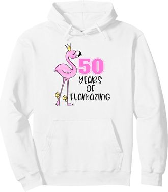 BDAZ 50 Years of Flamazing Flamingo Design Beach 50th Birthday Pullover Hoodie