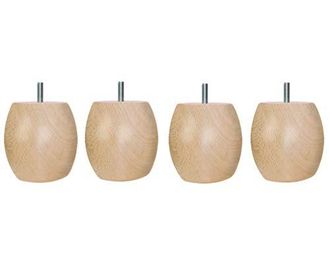 Margit Brandt Margot Weich 4 x kugelförmige Lattenrostfüße, Holz, Natur lackiert, 7,5 x 7,5 x 7,5 cm