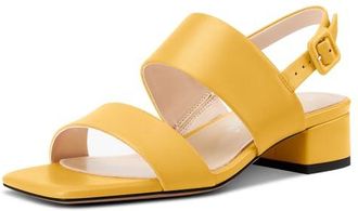 Castamere Femmes Bloc Chunky Bas Talon Heel Ouvert Carr&eacute; Bout Boucle Sandales Dress D&eacute;contract&eacute; Party Chaussures 3.5 CM Heels Jaune 43 EU