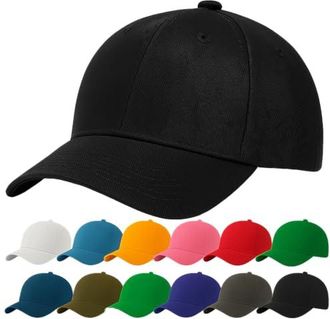 4sold Casquette Baseball Snapback Hip Pop Couleur Unie Ajustable 6 Panneaux Taille Unique Golf Hat Motorcycle Trucker Cap - Homme Femme (Black)