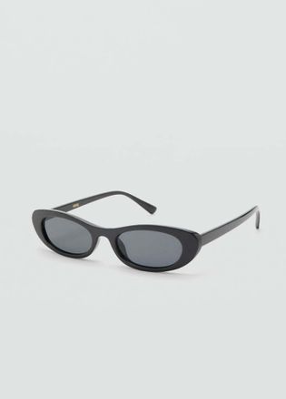 Mango Lunettes de soleil ovale en ac&eacute;tate noir - Femme - Taille unique - MANGO