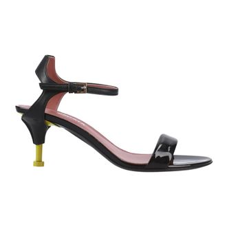 Premiata Femme, Chaussures, Noir, Taille: 40 EU Sandale en cuir verni avec d&eacute;tails citron vert