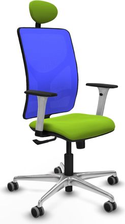 Piqueras y Crespo B&uuml;rostuhl mit wei&szlig;en und schwarzen Armlehnen, h&ouml;henverstellbare Lendenwirbelst&uuml;tze und festes Kopfteil, ausgestattet mit 3 Positionen, Blau/Pistazie