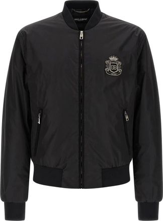 Dolce & Gabbana Homme, Vestes, Noir, Taille: L Blouson aviateur en nylon &agrave; patchs