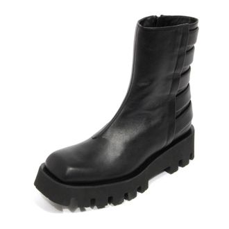 Paloma Barcel&oacute; Schwarze Leder Rei&szlig;verschluss Stiefeletten - - Shoes - Damen - Schwarzk - 40 EU