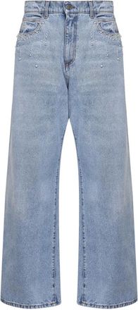 Giuseppe Di Morabito Femme, Jeans, Bleu, Taille: W25 Jean Large Orn&eacute; de Cristaux