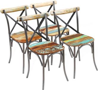 vidaXL Vidaxl - Chaises &agrave; manger lot de 4 bois de r&eacute;cup&eacute;ration solide