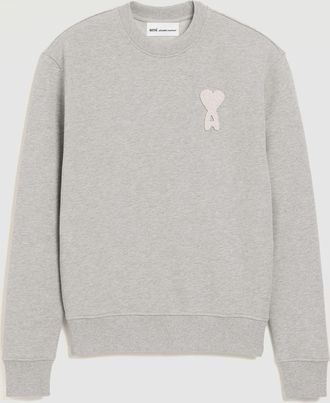 Ami Sweatshirt Ami De Coeur Knitted Patch Gris Chine Blanc