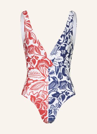 Farm Rio Farm Rio Badeanzug Cashew And Birds In Wickeloptik rot