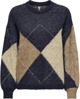 Only Onlnoeme Jq Ls Life O-Neck KNT, Bleu Nuit, XL Femme