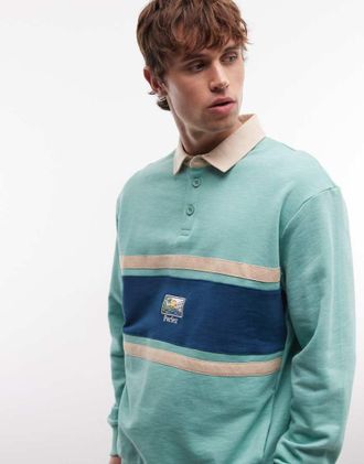 Parlez Clothing Polo de rugby ray&eacute; &agrave; manches longues - Vert multicolore