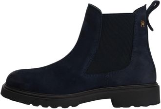 Tommy Hilfiger Damen Chelsea Boots Nubuck Cleated aus Leder, Blau (Space Blue), 41