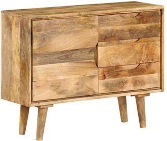 vidaXL Vidaxl - Buffet en bois de manguier massif 90x30x69 cm - 3 tiroirs et 2 &eacute;tag&egrave;res - Finition laqu&eacute;e et polie - Style r&eacute;tro unique - vidaXL960812