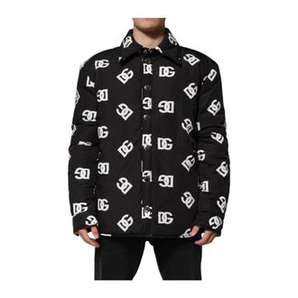 Dolce & Gabbana Veste coupe-vent en nylon imprim&eacute; logo int&eacute;gral - Homme - Vestes - Noir - Taille: 2XL