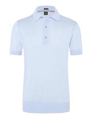 HUGO BOSS Leichtes Feinstrick-Poloshirt aus Schurwolle in