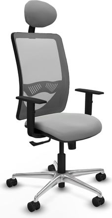 Piqueras y Crespo Computerstuhl Zulema mit 1D-Armen, h&ouml;henverstellbarer Lendenwirbelst&uuml;tze und festem Kopfteil, ausgestattet mit 3 Positionen und Schneidschaum, Grau/He