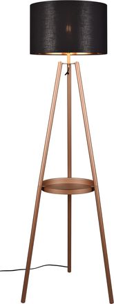 Trio Leuchten Reality Leuchten Stehleuchte Colette R41561065, Metall Coffee, Schirm Stoff Schwarz/Goldfarbig, exkl. 1x E27