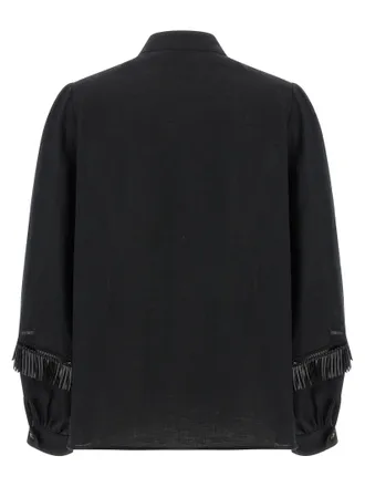 Kiton Womens Black Linen Blouse