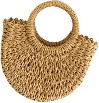 Yarnow Paquet &agrave; Main de Plage Tiss&eacute; en Paille, Forme Demi-lune, Couleur Marron, Paquet Fourre-tout Estival pour Femme, Accessoire L&eacute;ger pour Plages et Sortie