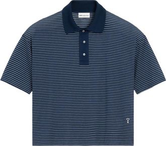 Ami Femme, Tops, Bleu, Taille: 38 FR Pull Ray&eacute; &agrave; Broderie Coeur