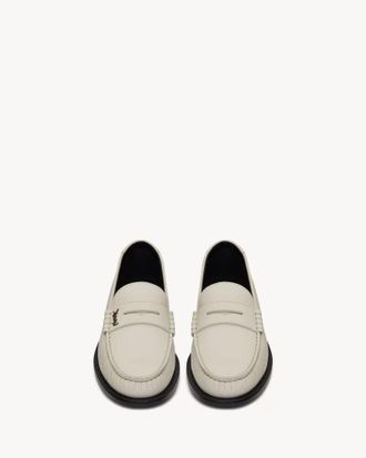 Saint Laurent Leather Loafers - Beige