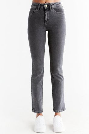 Evermind Damen vegan Jeans Straight Fit Carbon Gray