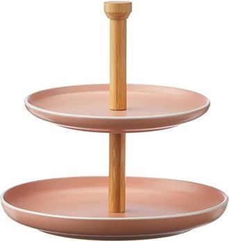 axentia DAY useful everyday Etagere aus Keramik mit zwei Etagen, Korall, Höhe 25 cm