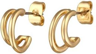 Elli Boucles dOreilles Femmes Clous doreilles Deux Rangées Basique Couleur Or