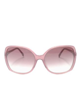 Chanel 2010-2020s geometrische Sonnenbrille mit CC Mark - Rosa