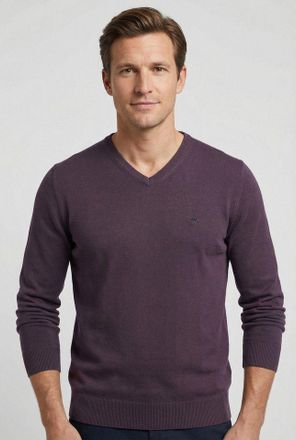 Fynch-Hatton Strickpullover aus Baumwolle, mit V-Ausschnitt, h&uuml;ftbedeckende Passform