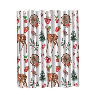 F Fityle Rideau de douche No&euml;l 180x200cm avec accessoires pour salle de bain, Style B