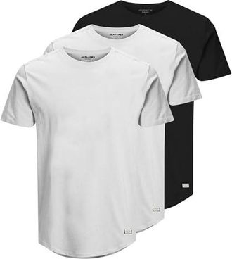Jack & Jones Jjenoa Tee Ss Crew Neck 3pk Mp Homme T-shirt, Blanc - Noir, XS-S